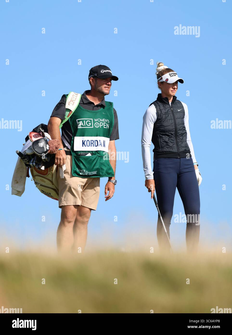 USA's Nelly Korda and caddie Jason McDede on the 14th on day one of the ...
