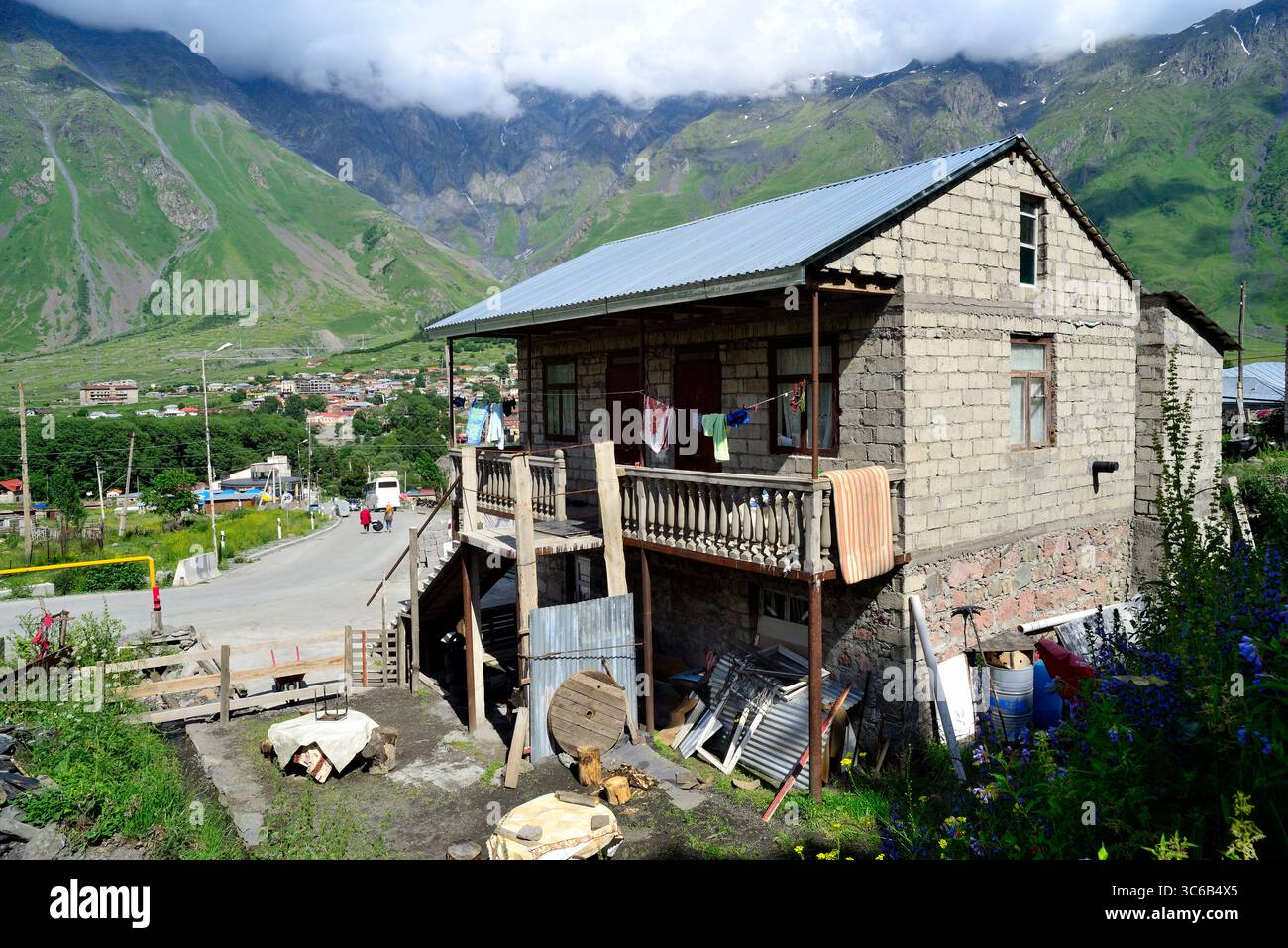 Overlook of Gergeti, Stepantsminda, Georgia Stock Photo - Alamy