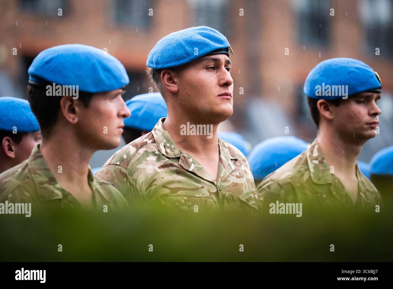 Members of the Coldstream Guards during a ceremony at Victoria Barracks, Berkshire, as they swap ...