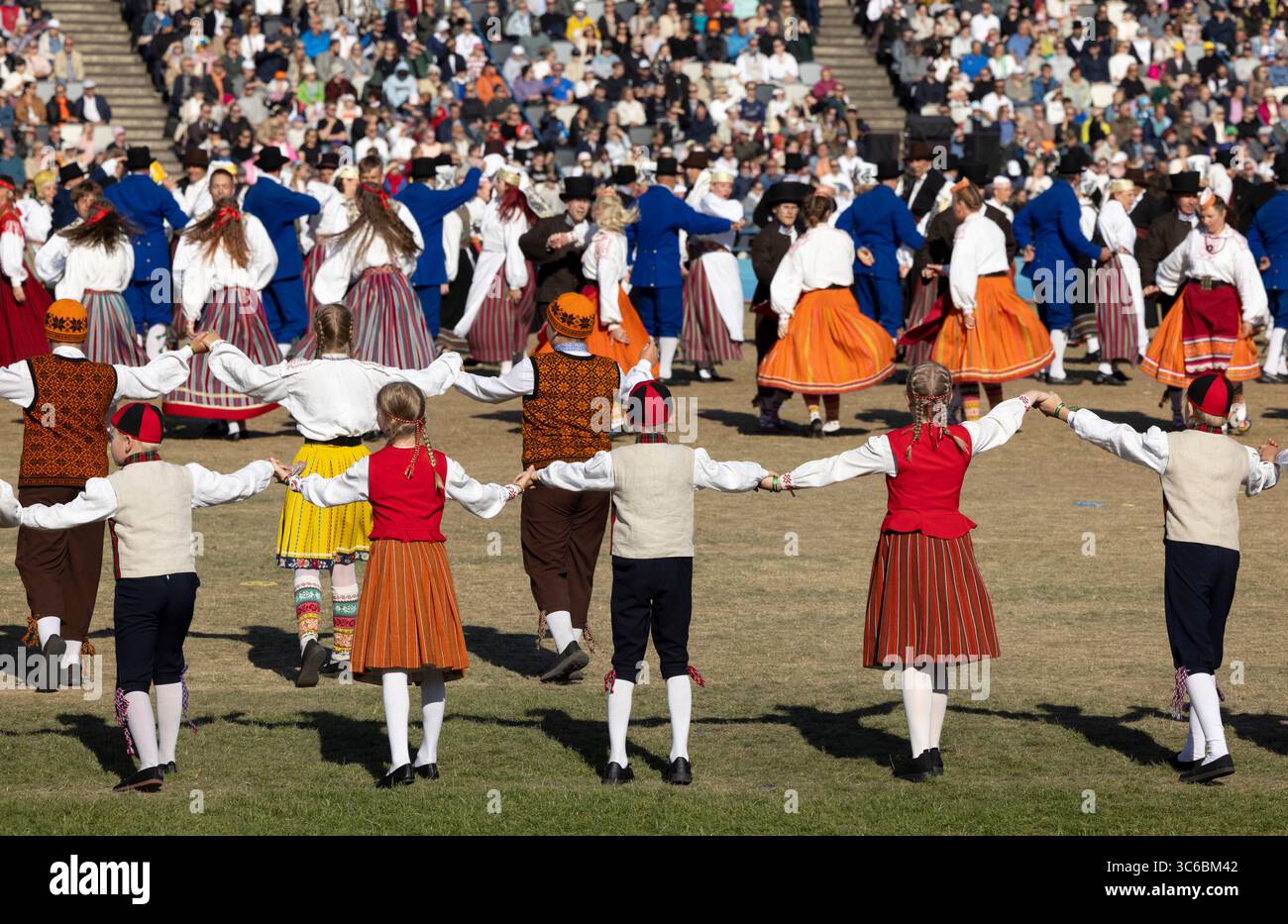 Tallinn, estonia, 4th July 2025: estonian folk dancers practicing their ...