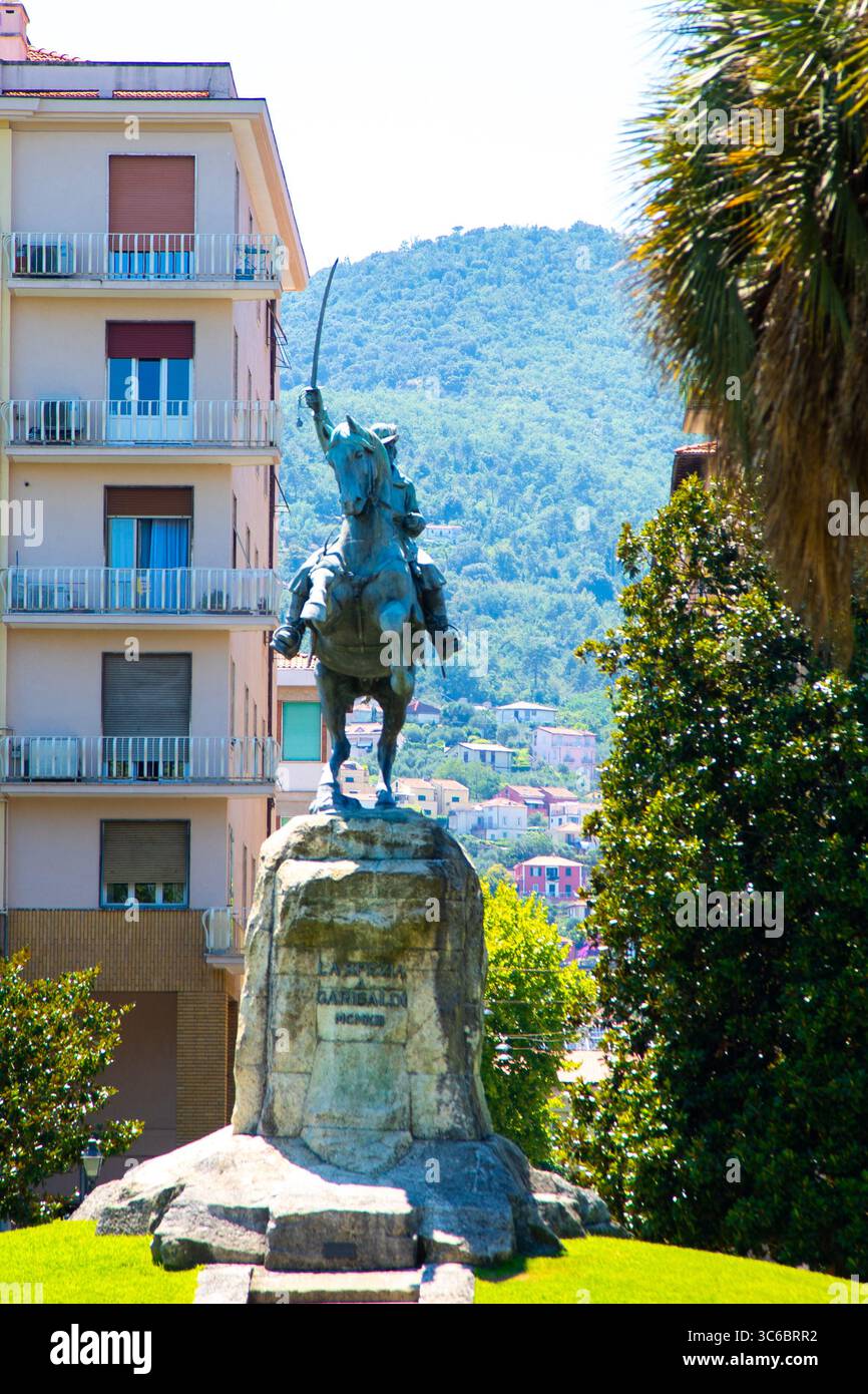 Garibaldi monument is a sculpture of a man on horseback with a sword ...
