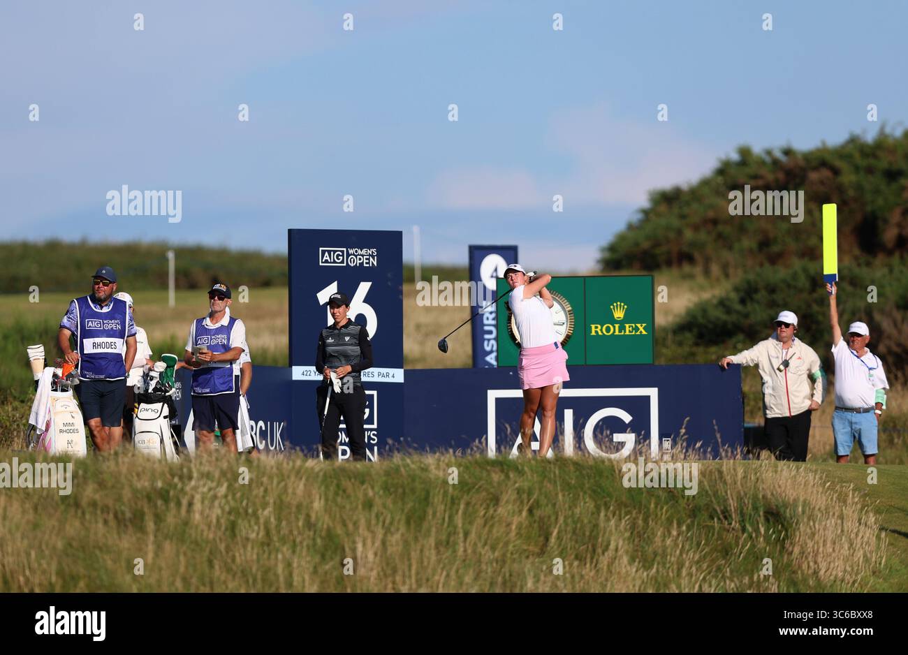 England's Mimi Rhodes on the 16th tee on day one of the 2025 AIG Women ...