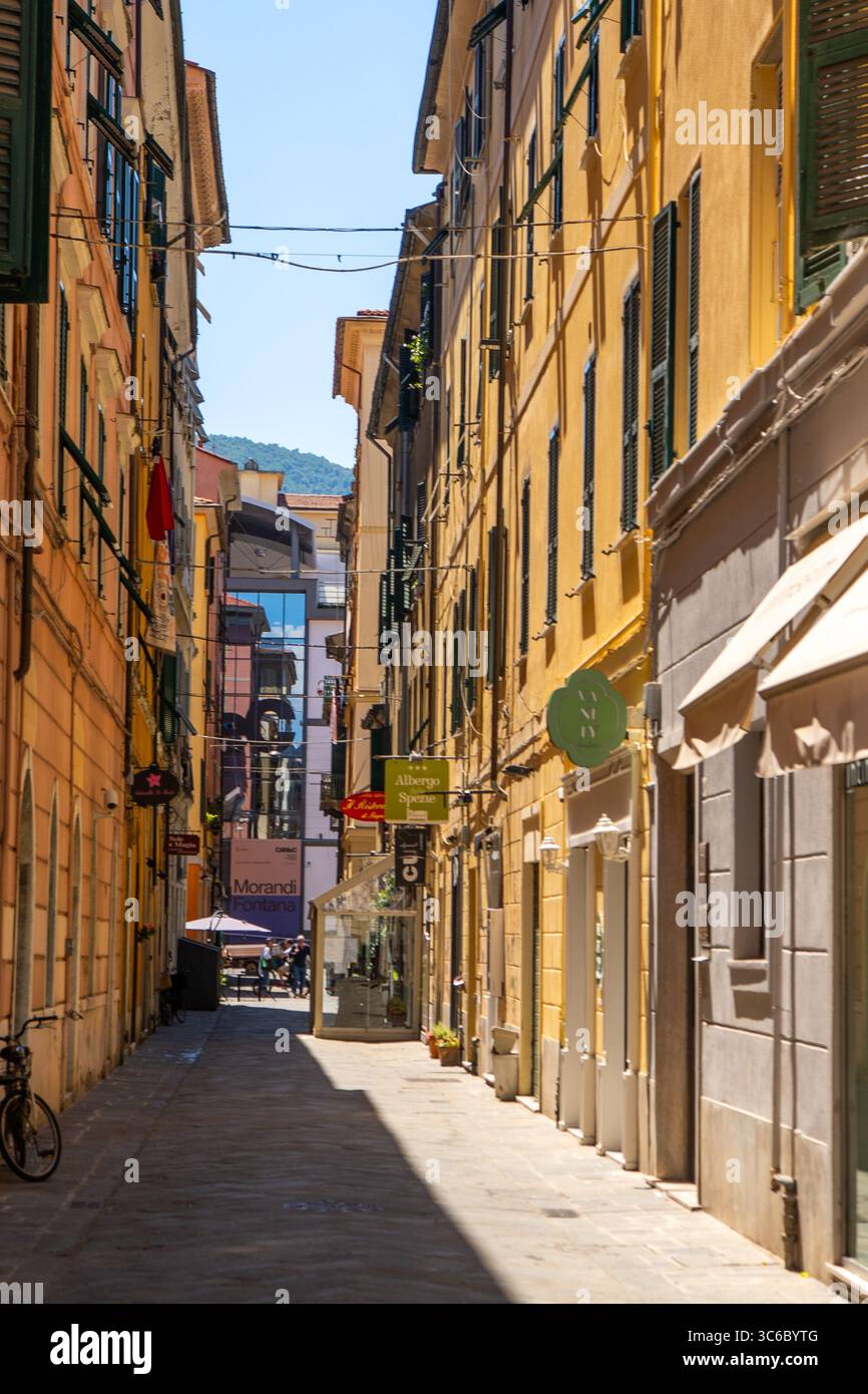 Colorful houses buildings Italian narrow empty street architecture ...