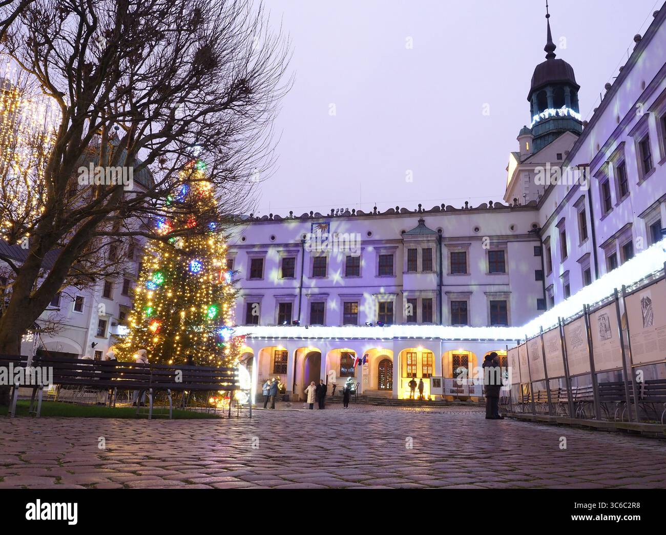 Pomeranian Duke's Castle with Christmas Tree and Holiday Lights ...