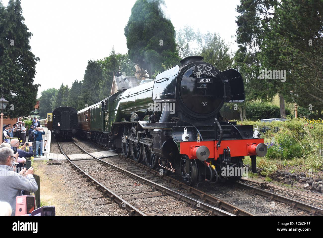 The Flying Scotsman steam locomotive passing through Hampton Loade ...
