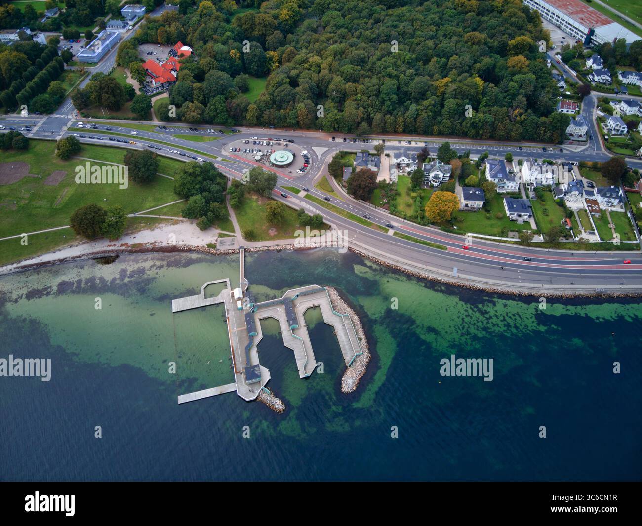 Aerial view of the coast where the water meets land, with a unique ...