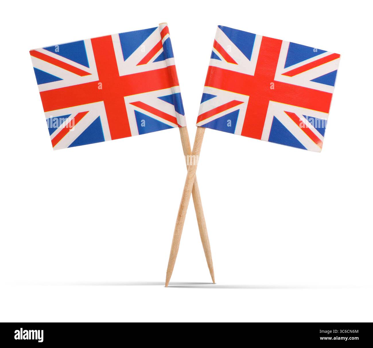 Small paper flags of United Kingdom on white background Stock Photo - Alamy