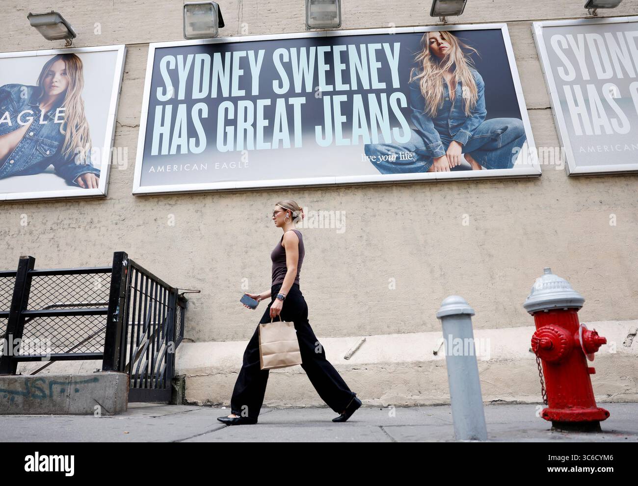 Ad posters of Sydney Sweeney in denim for fashion retailer American ...