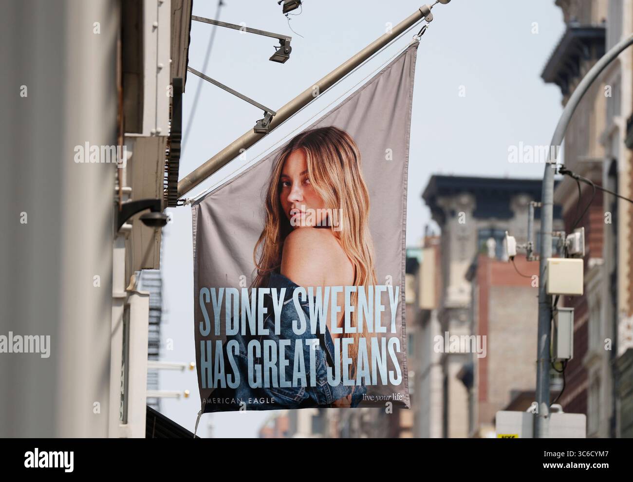 Ad posters of Sydney Sweeney in denim for fashion retailer American ...