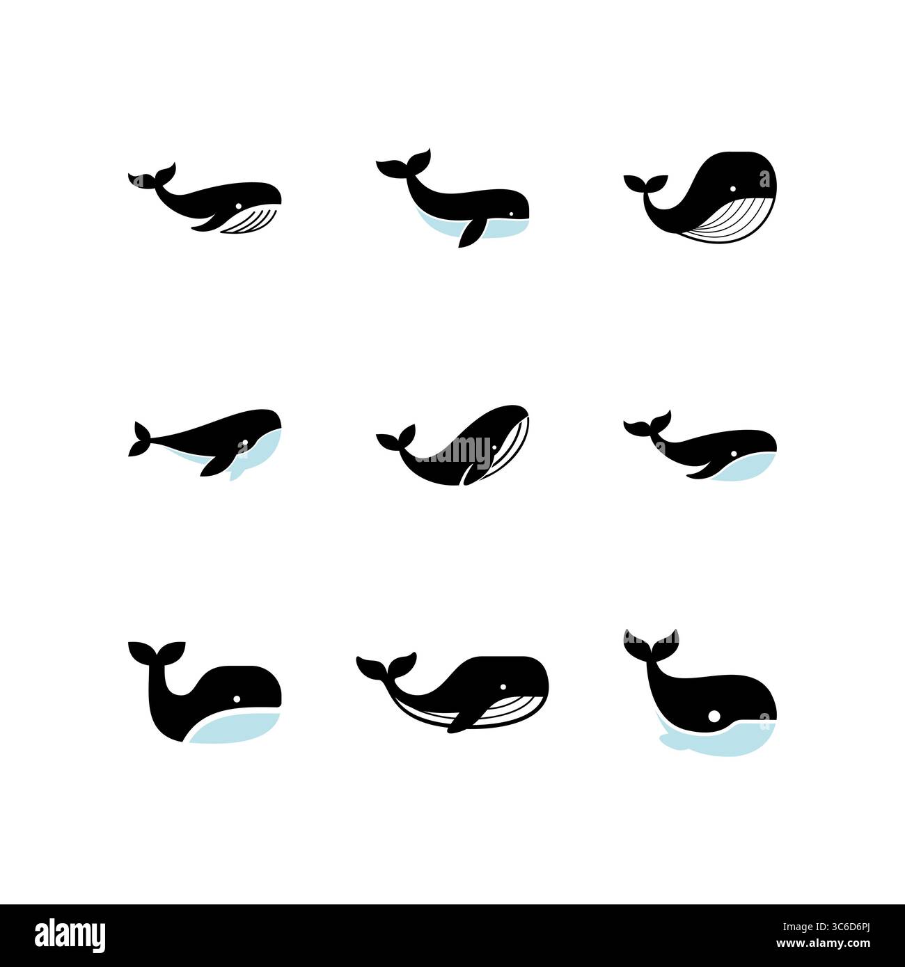 set of black and blue whale vector icons Stock Vector Image & Art - Alamy