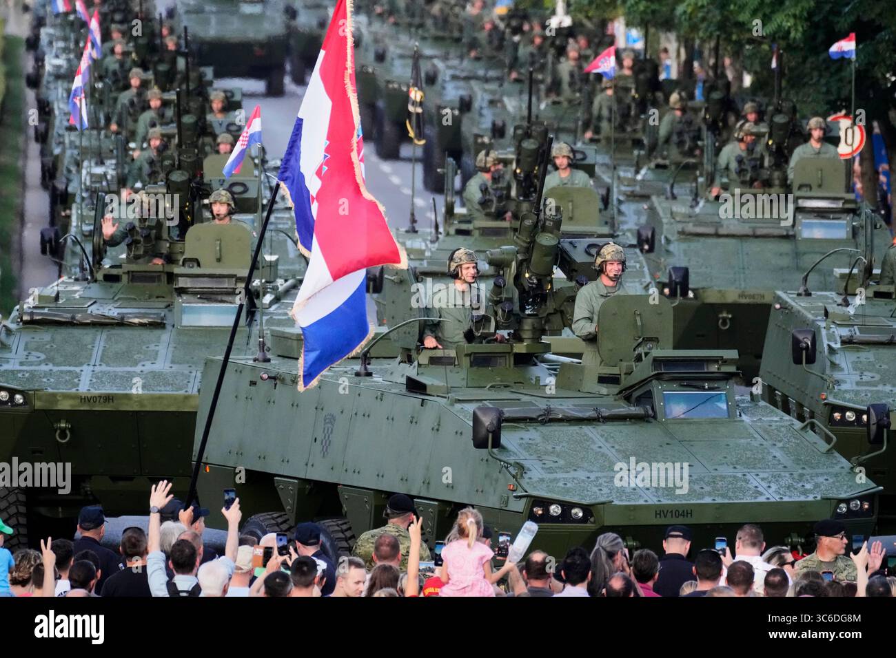 Croatian troops with armored personnel carriers take part in a military ...