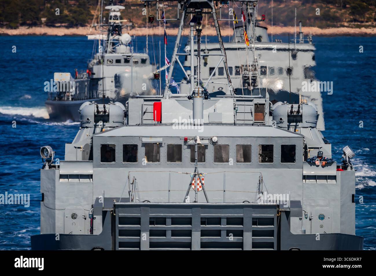 Aerial view of Croatian Navy a military parade include rescue ship ...