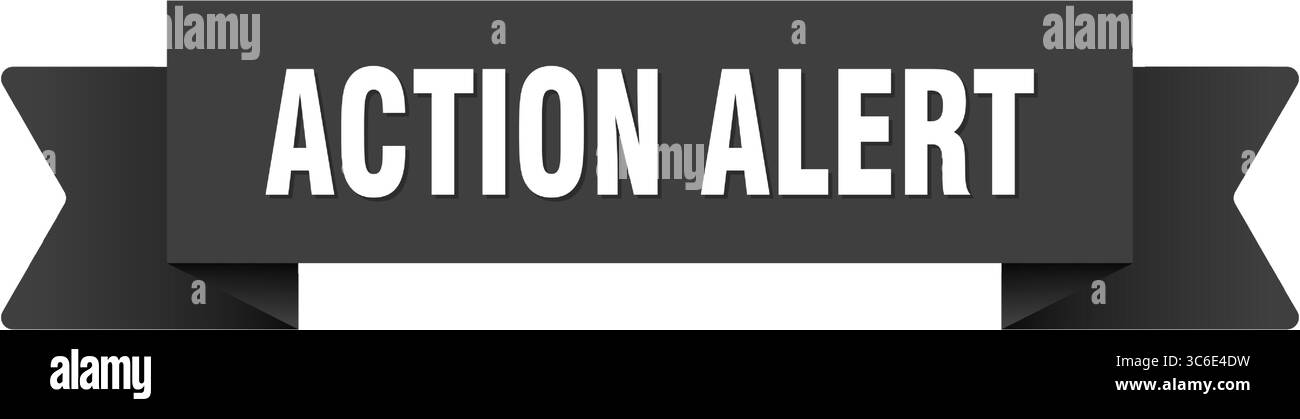 action alert ribbon. action alert ribbon isolated on transparent ...