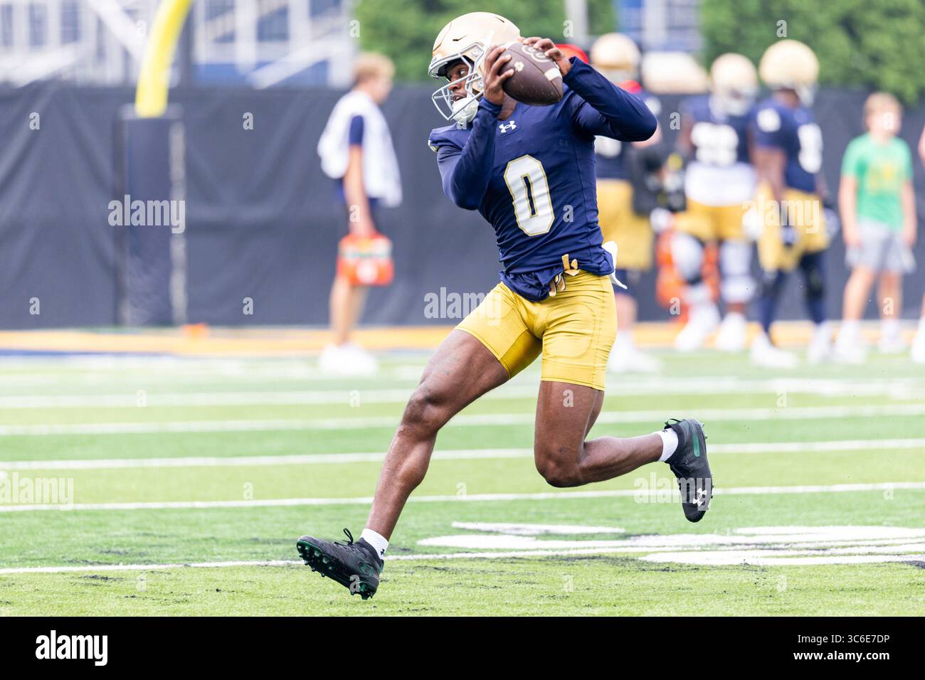 July 31, 2025: Notre Dame wide receiver Malachi Fields (0) during the ...