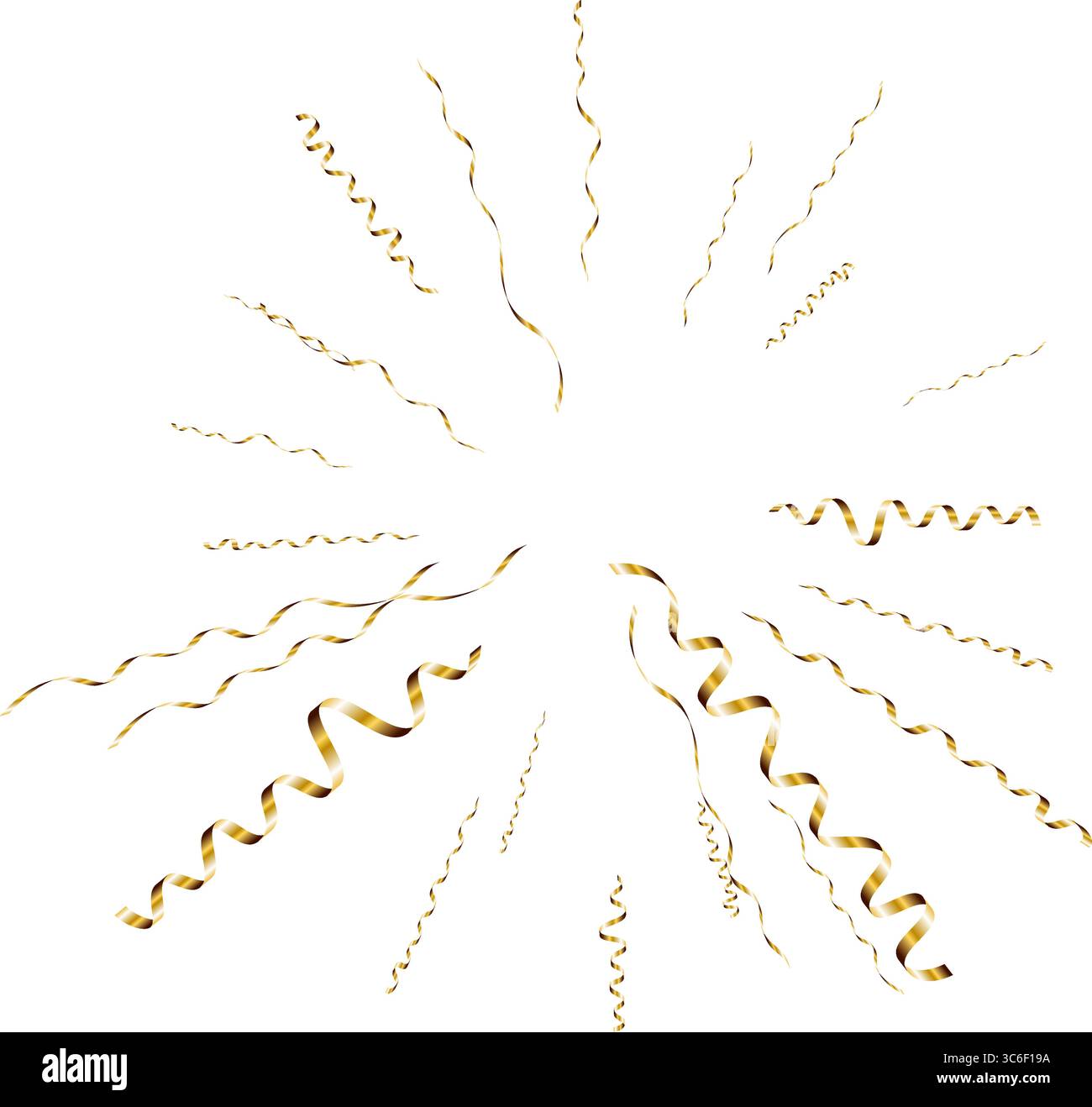 Serpentine explosion. Golden confetti ribbons frame design Stock Vector ...