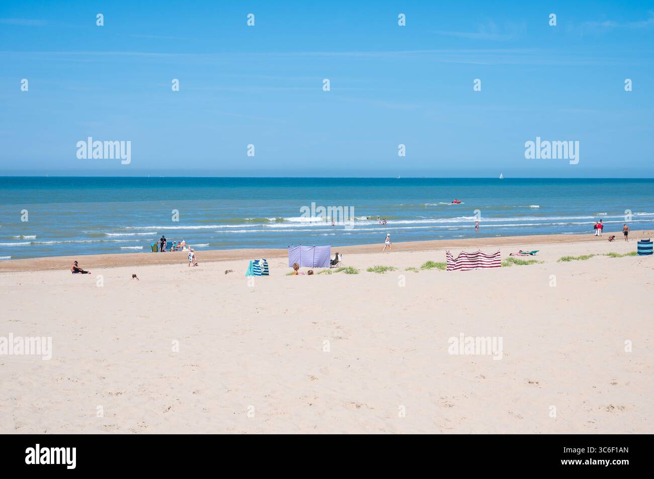 Summer people at the beach of Koksijde bad, West Flanders, Belgium 9 ...