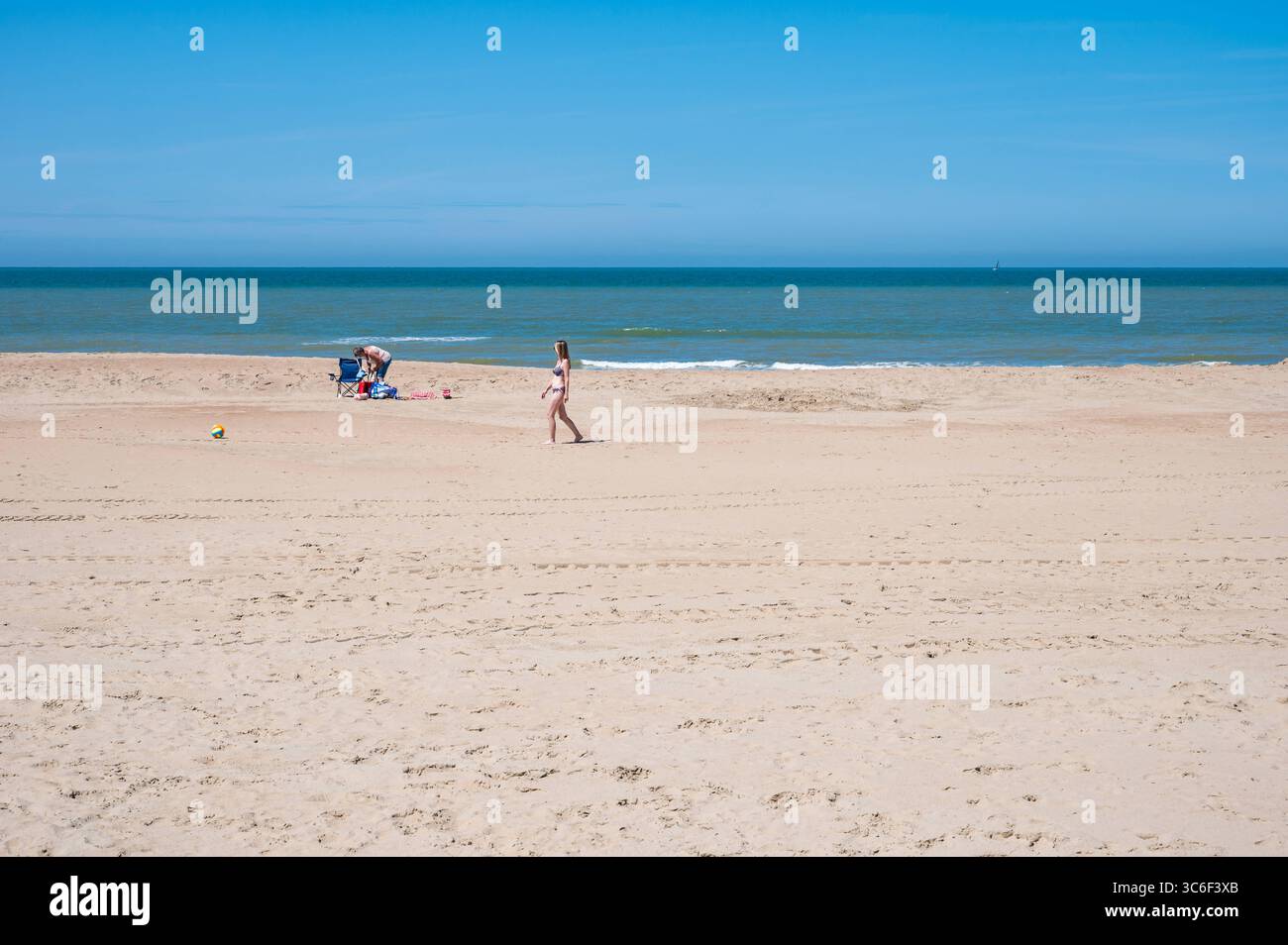 Summer people at the beach of Koksijde bad, West Flanders, Belgium 9 ...