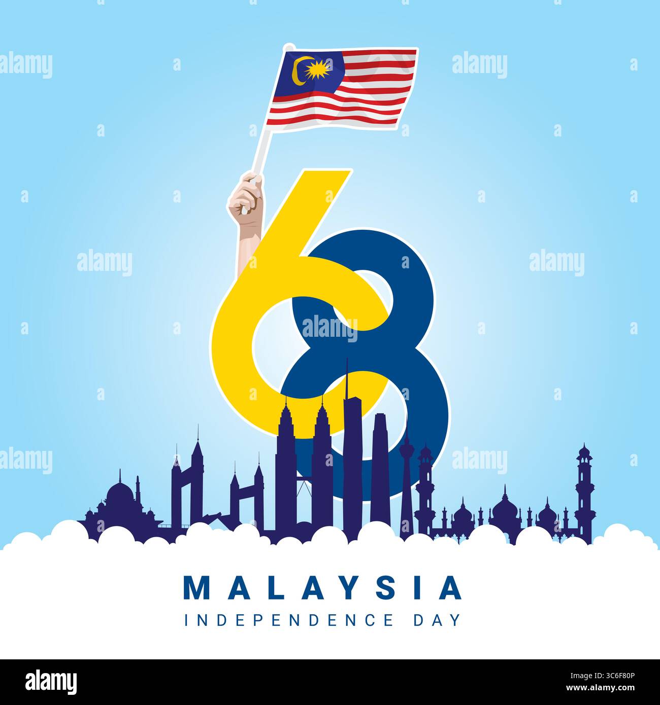 Vector illustration. Malaysia Independence Day, 31 August. 68 years ...