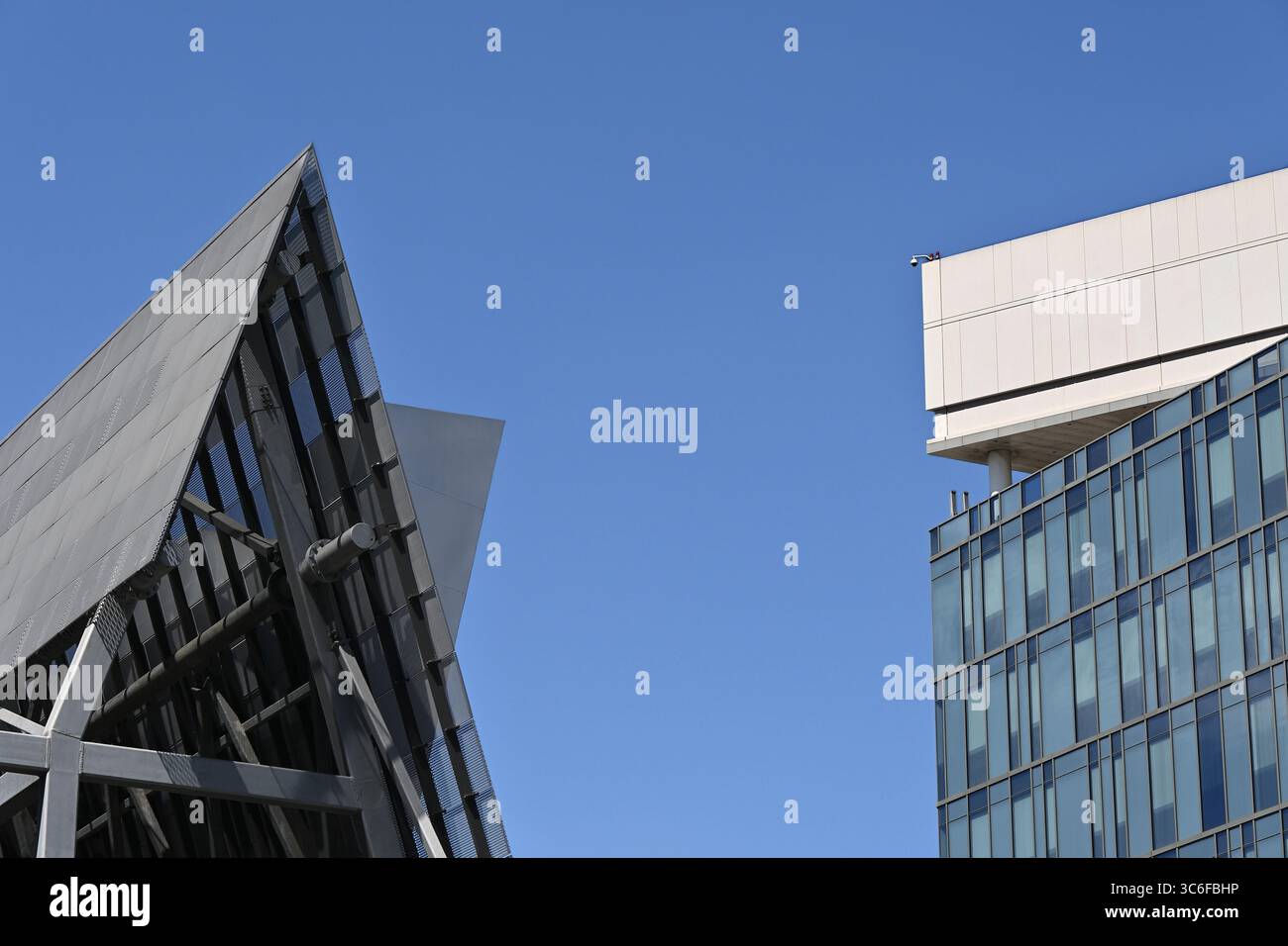 Detail of the LAPD Headquarters Building and the CalTrans Building in ...