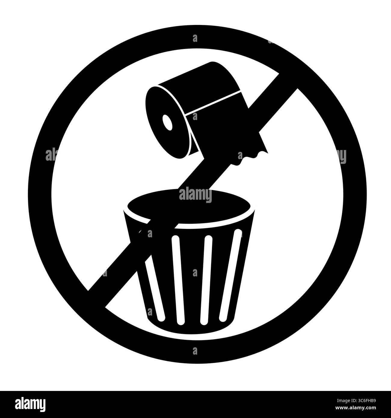 No trash disposal symbol with prohibited littering sign in black circle ...