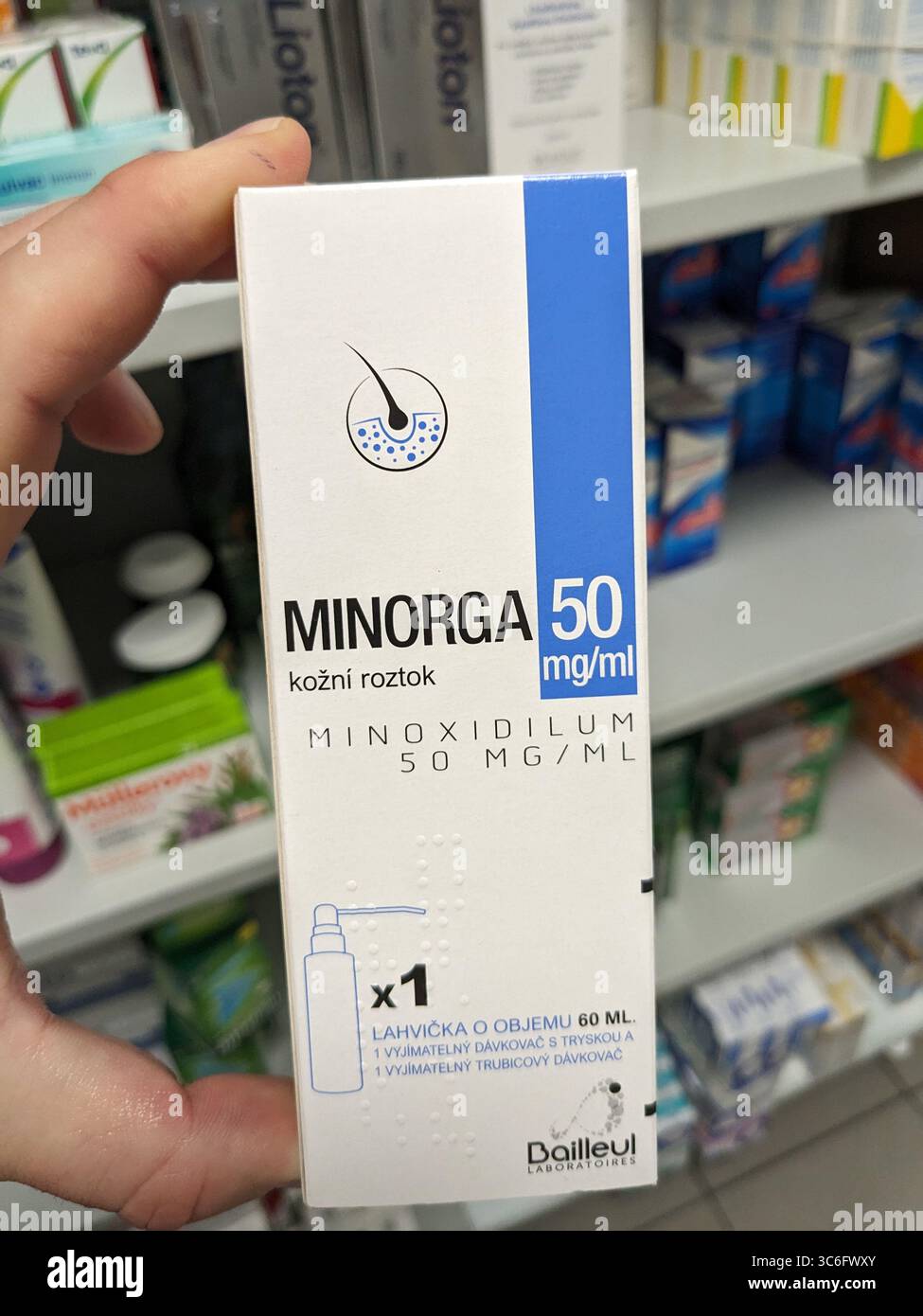 Prague,Czech Republic-May 6 2025: Minorga minoxidil topical solution ...