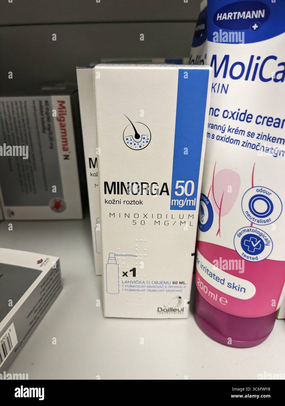 Prague,Czech Republic-May 6 2025: Minorga minoxidil topical solution ...