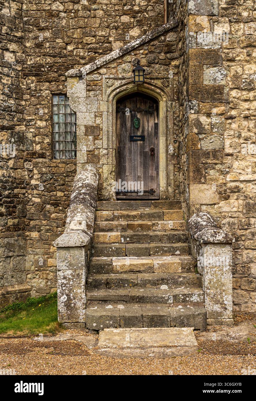 Stairs to doorway in buildings inside the walls of Carisbrooke Castle ...