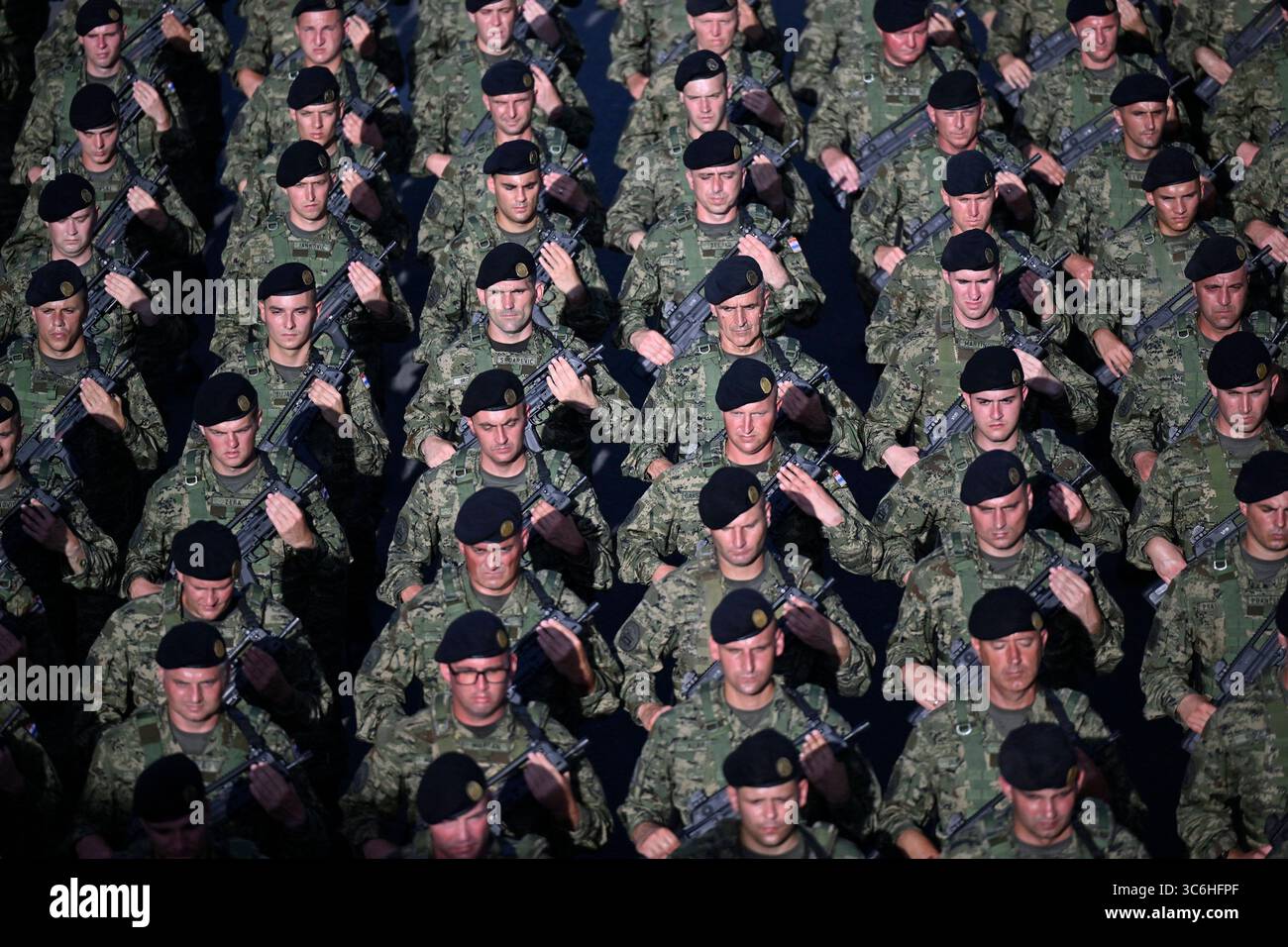 Croatia, Zagreb, 310725. Ulica grada Vukovara. The ceremonial military ...