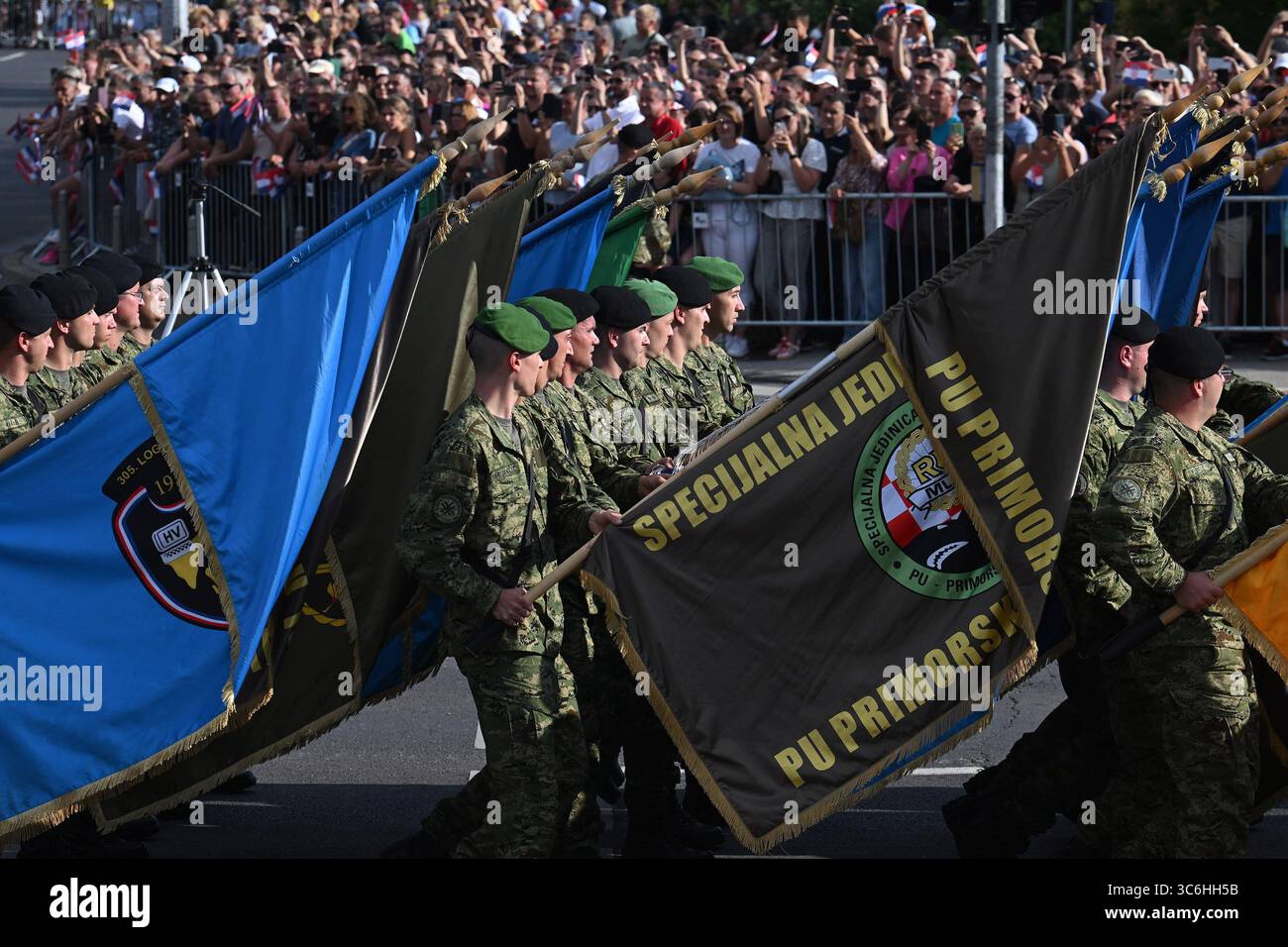 Croatia, Zagreb, 310725. Ulica grada Vukovara. The ceremonial military ...