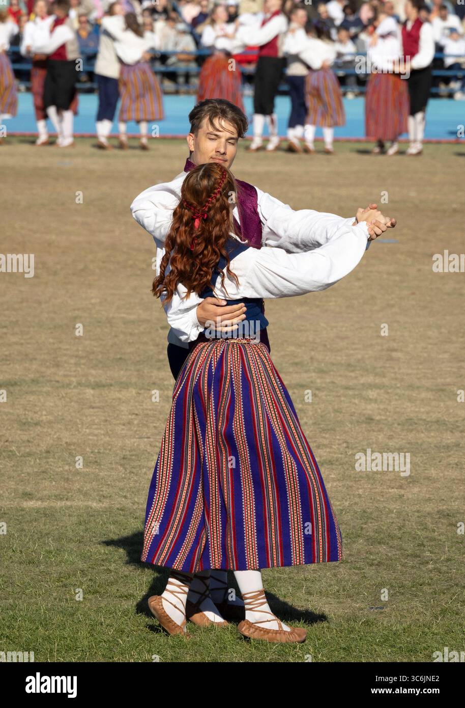 Tallinn, estonia, 4th July 2025: estonian folk dancers practicing their ...