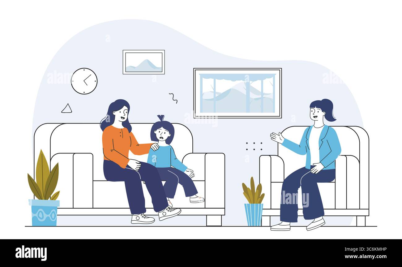 Family sitting in living room Cut Out Stock Images & Pictures - Alamy