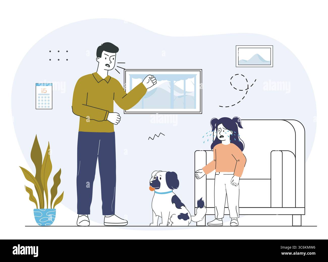 Scared father at home Stock Vector Images - Alamy