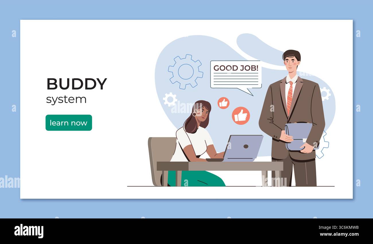 Buddy system teamwork illustration. Vector illustration Stock Vector ...
