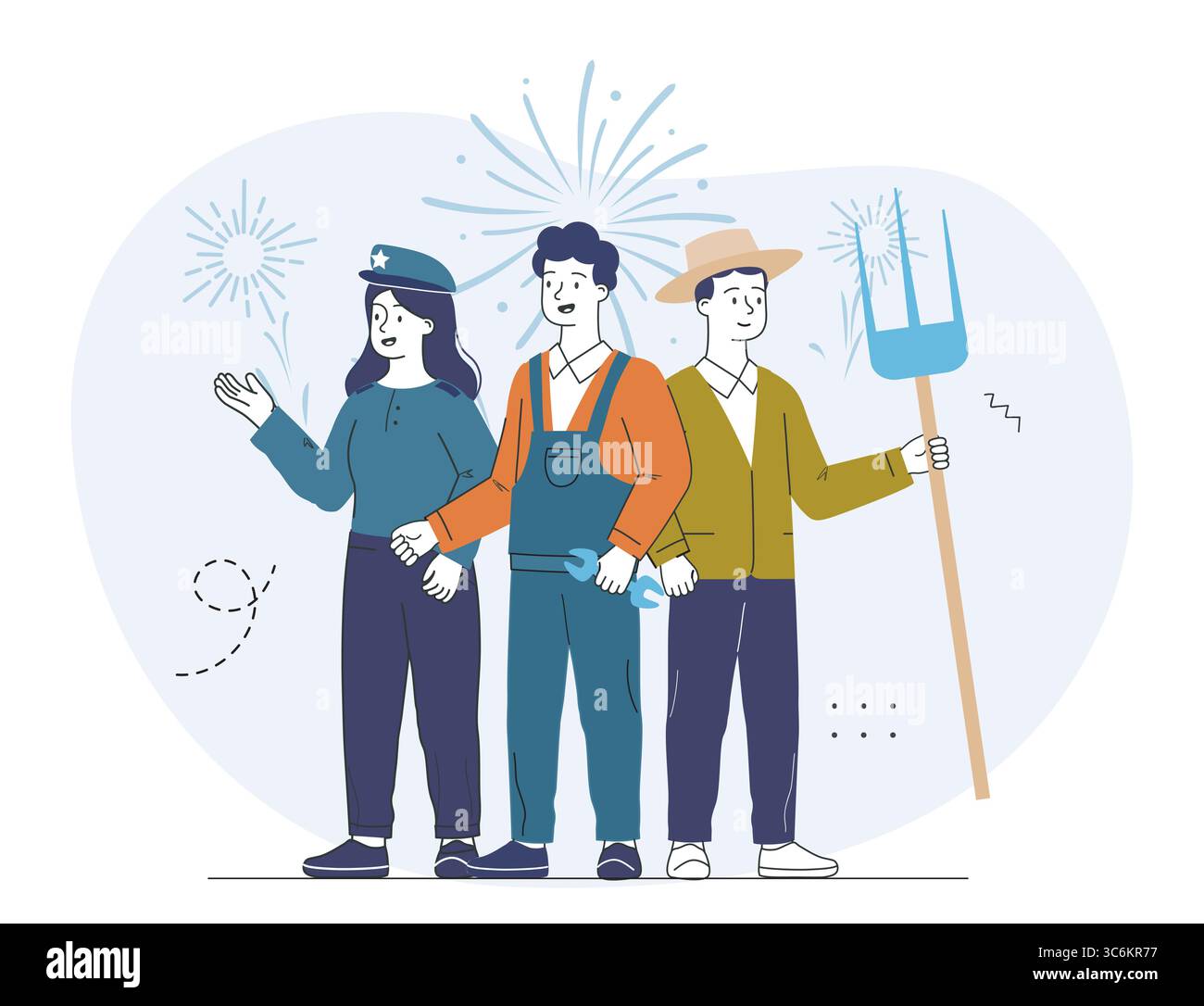 Workers celebrating labor day together. Vector illustration Stock ...