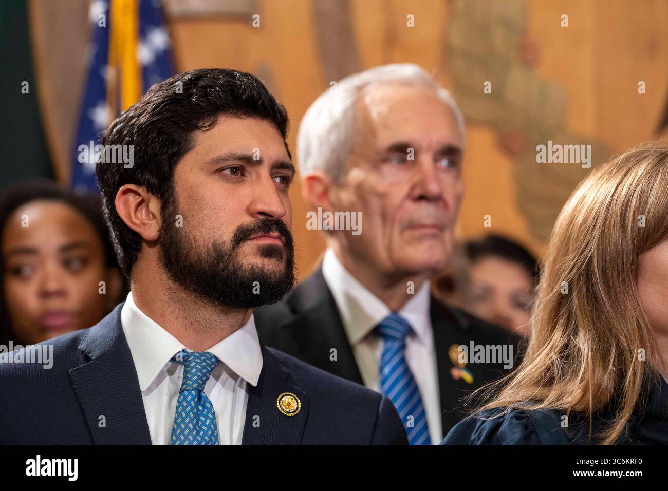 Austin, United States. 31st July, 2025. U.S. Reps. GREG CASAR, l, and ...