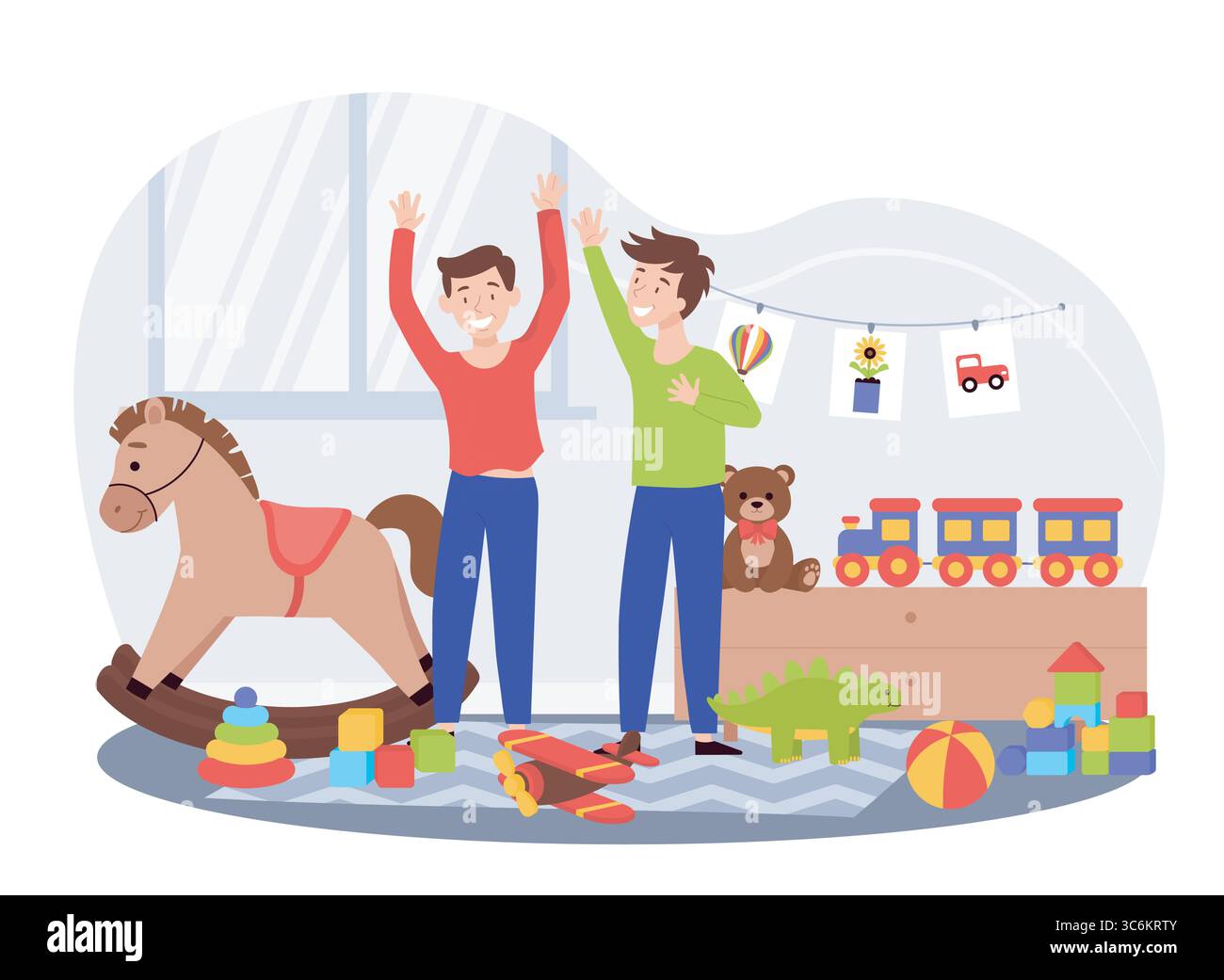Illustration boys toys Cut Out Stock Images & Pictures - Alamy
