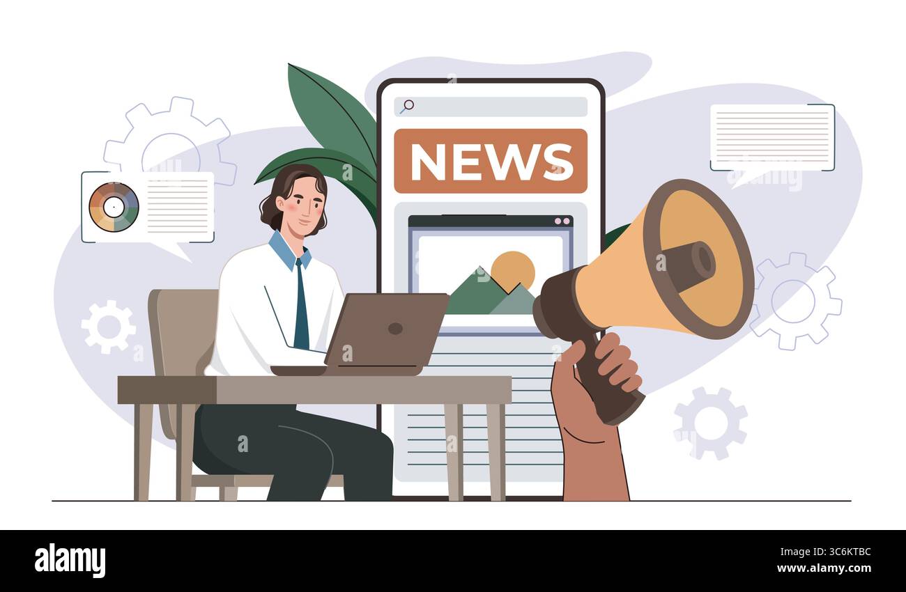 Online news announcement concept. Vector illustration Stock Vector ...