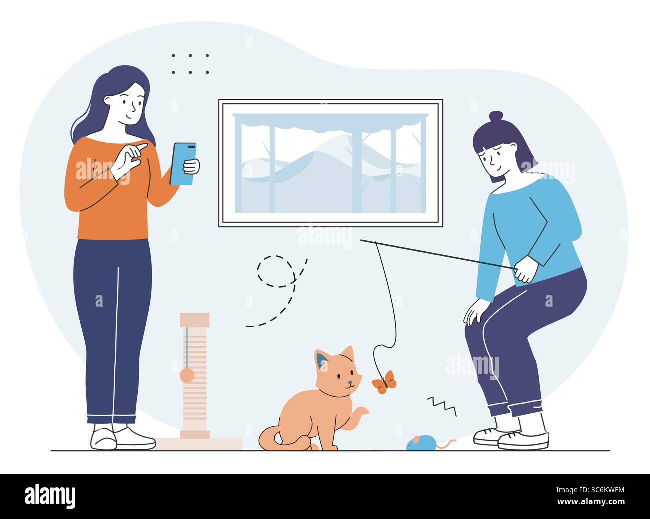 Cat indoors lifestyle Stock Vector Images - Alamy