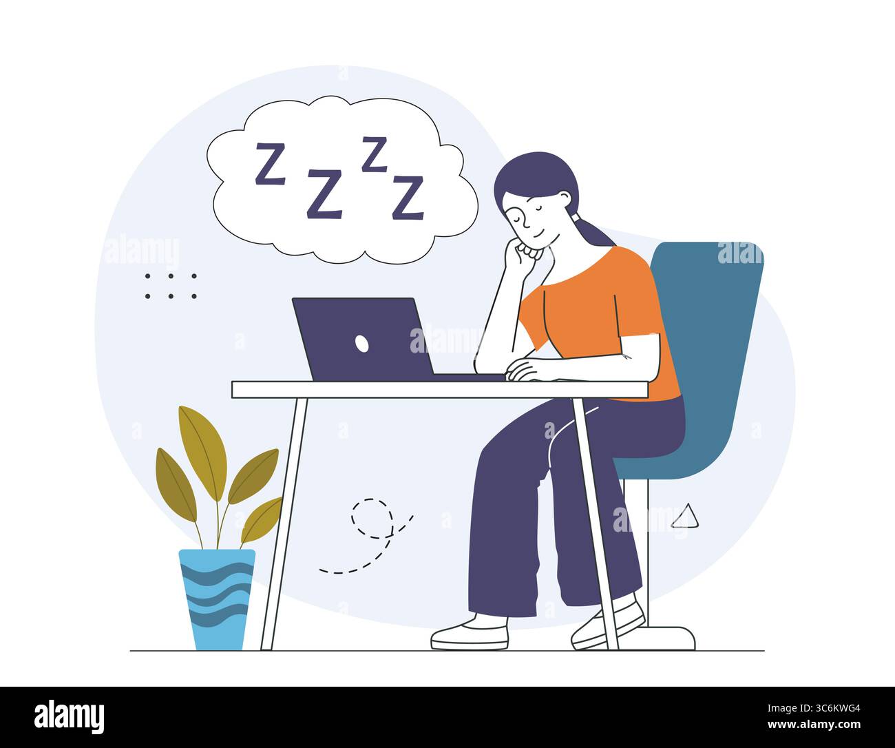 Tired woman sleeping desk Stock Vector Images - Alamy