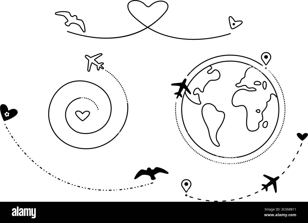 Dotted flight path Black and White Stock Photos & Images - Alamy