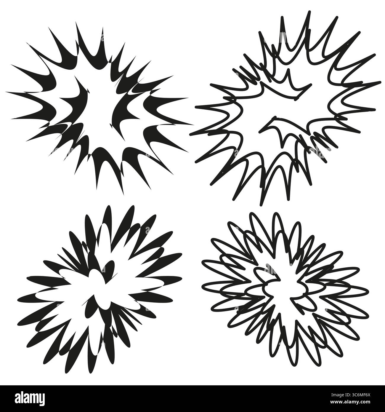 Starburst icon set. Sharp impact shapes. Explosive flash Vector. Comic ...