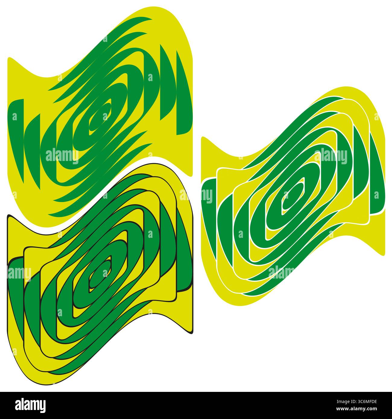 Abstract wavy patterns. Green yellow swirls. Dynamic fluid Vector ...