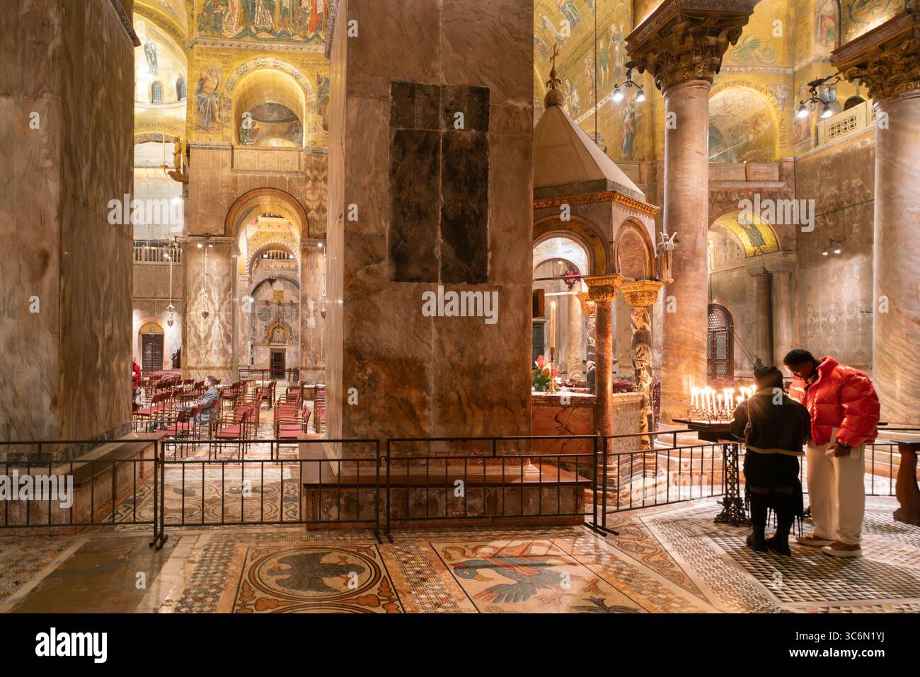 The interior of the byzantine styled San Marco church (Basilica di San ...