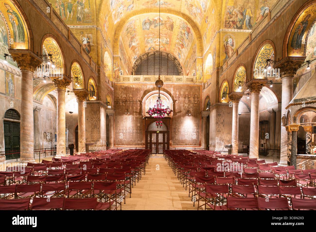 The interior of the byzantine styled San Marco church (Basilica di San ...