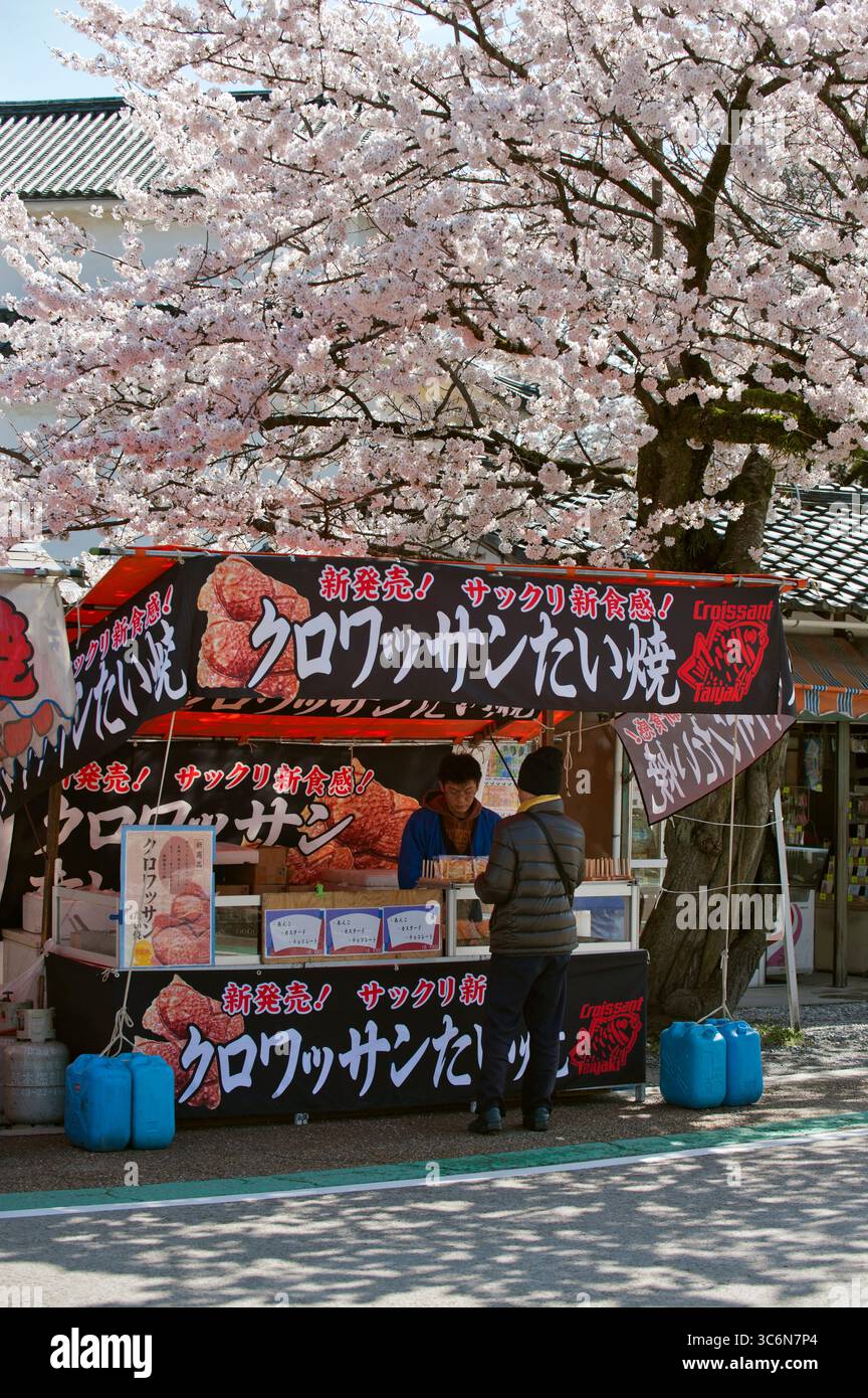Sakura Matsuri (cherry blossom festival) vendor food booth "roten" selling croissant-style ...