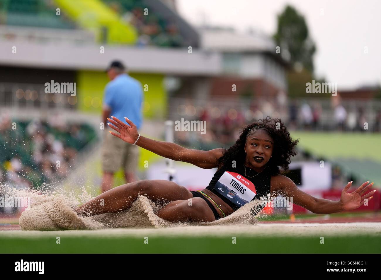 Tionna Tobias competes in the women's long jump finals during the U.S ...