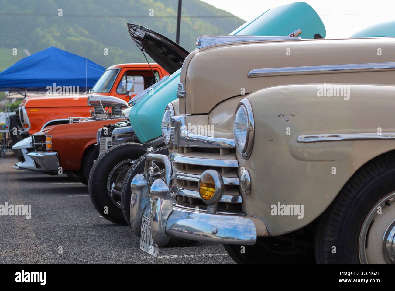 Oakland, Maryland, USA - July 28 2025: Lineup of Classic Custom Cars at ...