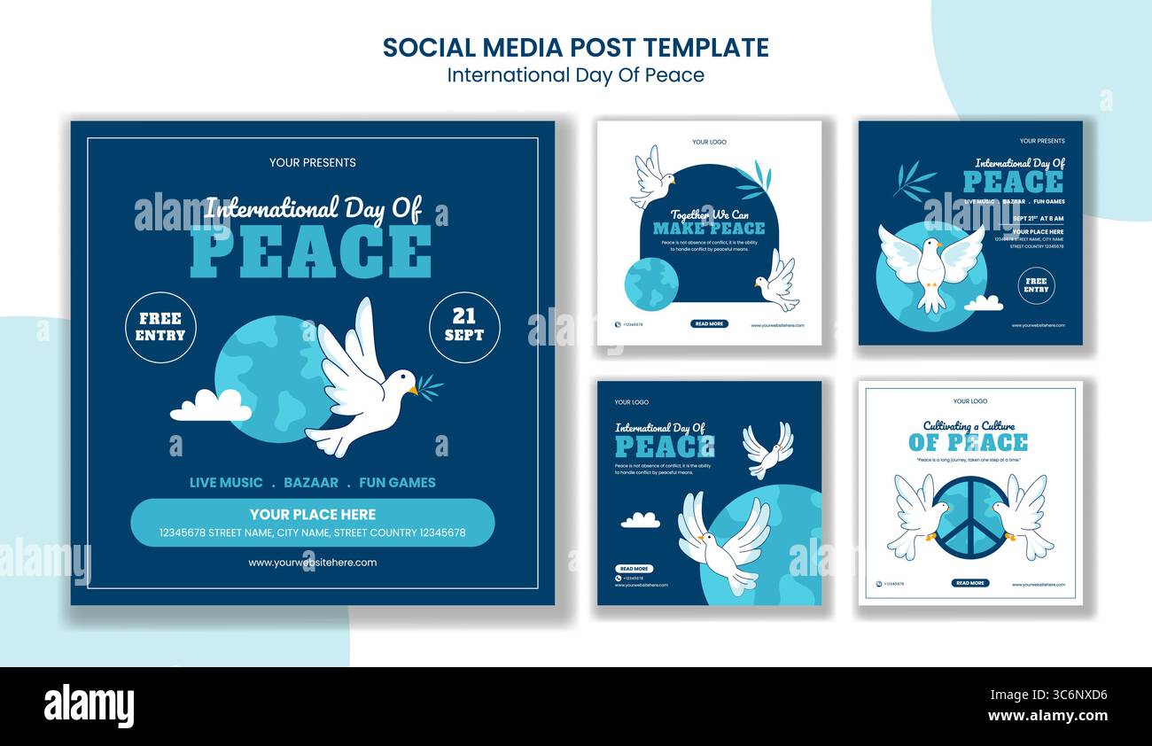 International Peace Day Vector Illustration with Cartoon Style Social ...