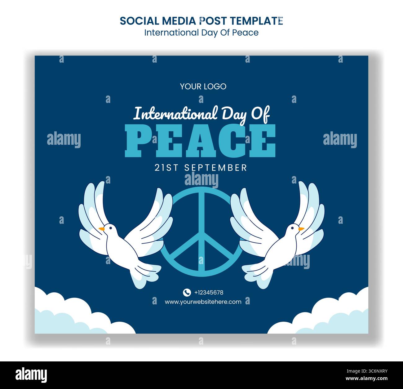 Peace Day Awareness Post Template for Social Media Post with Flat Style ...