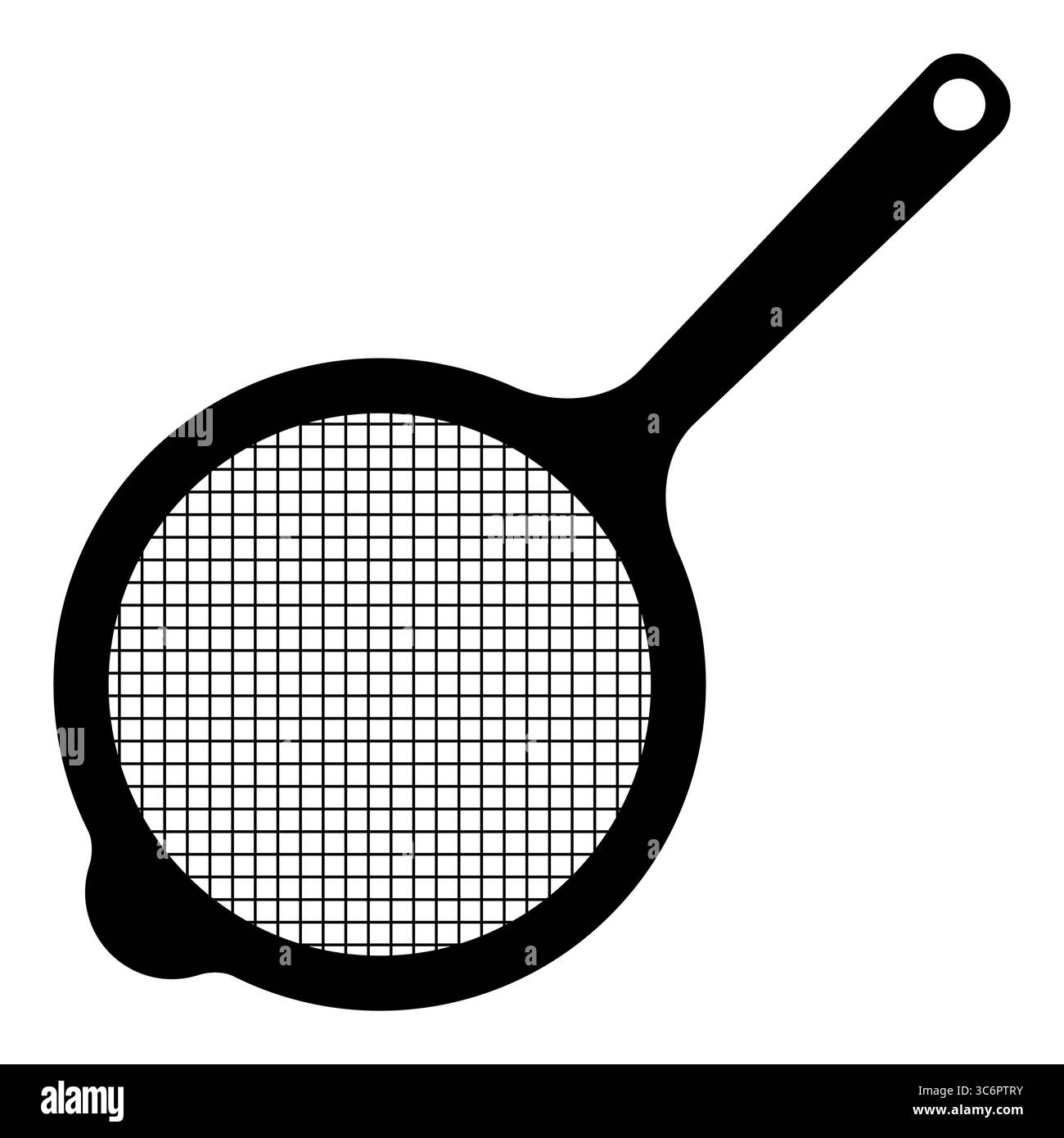 Sieve with handle top view black solid silhouette icon. Flat vector ...